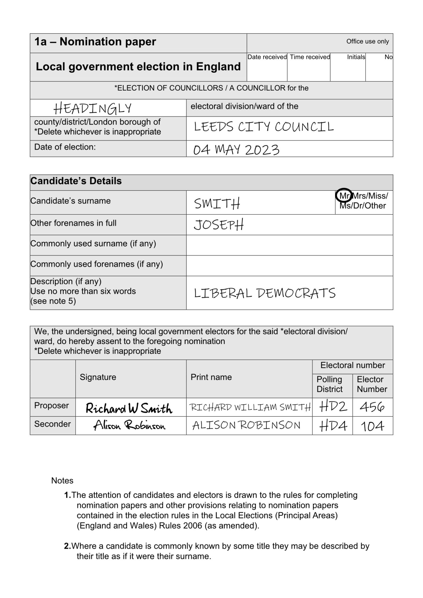 Nomination Forms Toolkit - England | ALDC: Liberal Democrat Councillors ...